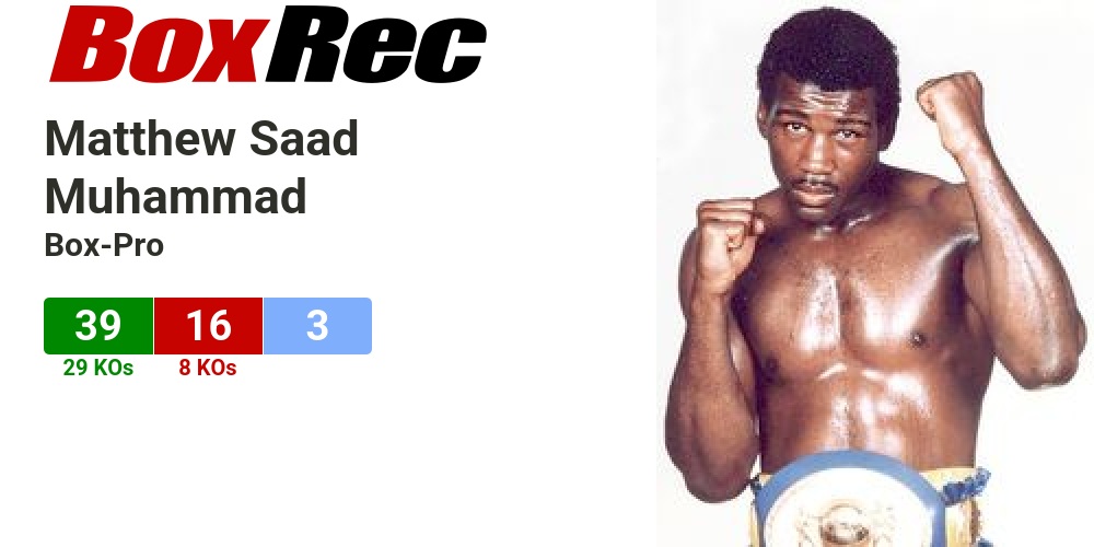 BoxRec: Matthew Saad Muhammad