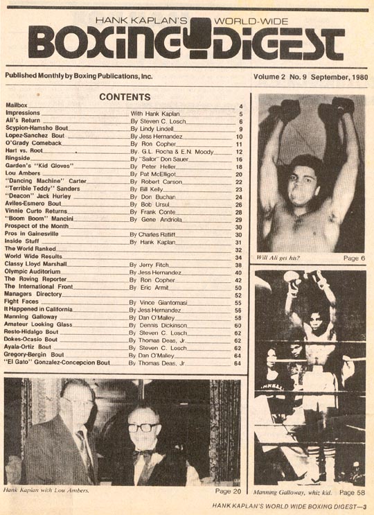 Hank Kaplan's Boxing Digest: September 1980 - BoxRec