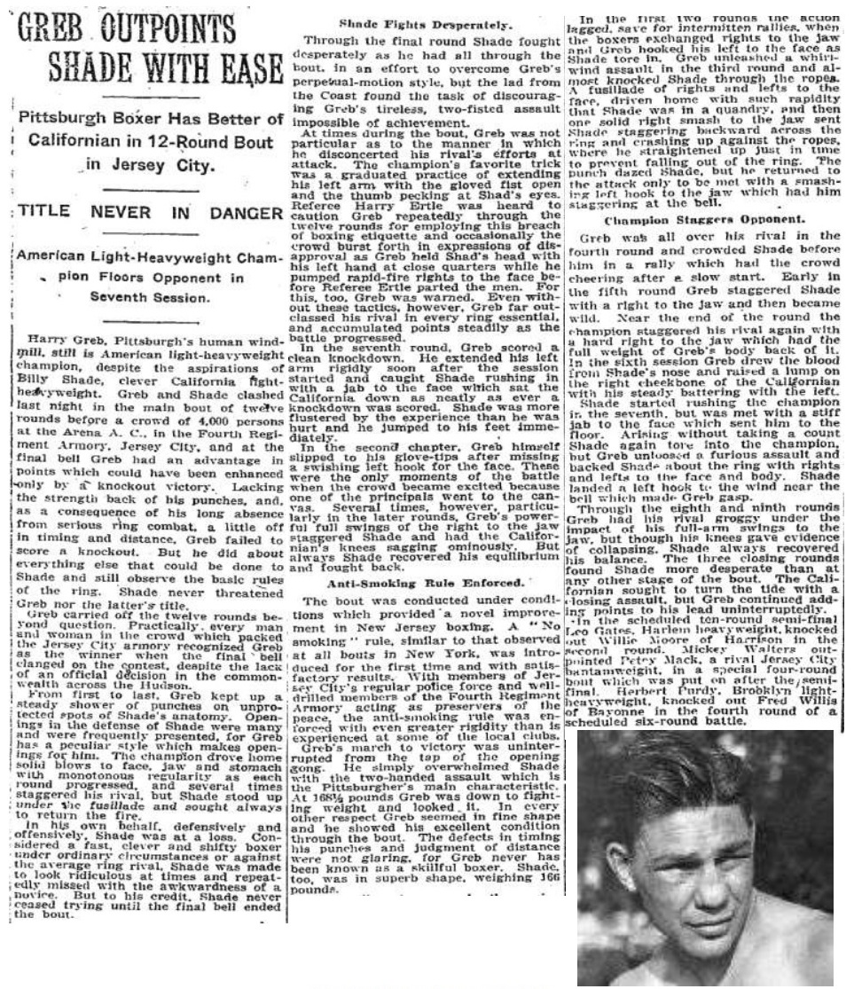 Harry Greb vs. Billy Shade (2nd meeting) - BoxRec