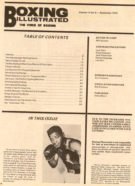 Boxing Illustrated: September 1973 - BoxRec