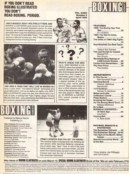 Boxing Illustrated: April 1990 - BoxRec