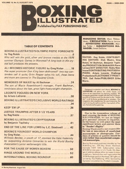Boxing Illustrated: August 1976 - BoxRec