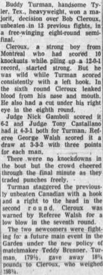 Bob Cleroux vs. Buddy Turman (1st meeting) - BoxRec