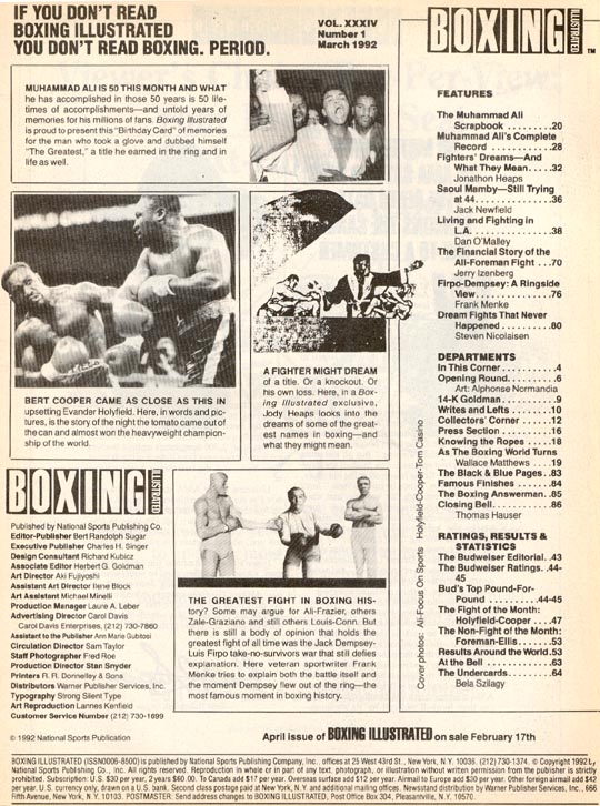 Boxing Illustrated: March 1992 - BoxRec