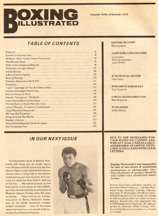 Boxing Illustrated: October 1973 - BoxRec