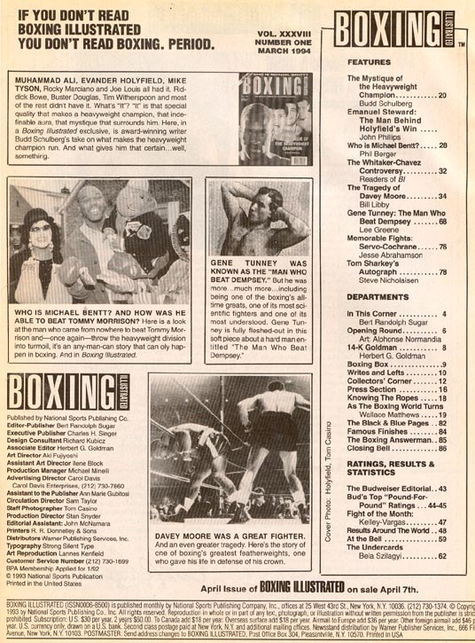 Boxing Illustrated: March 1994 - BoxRec