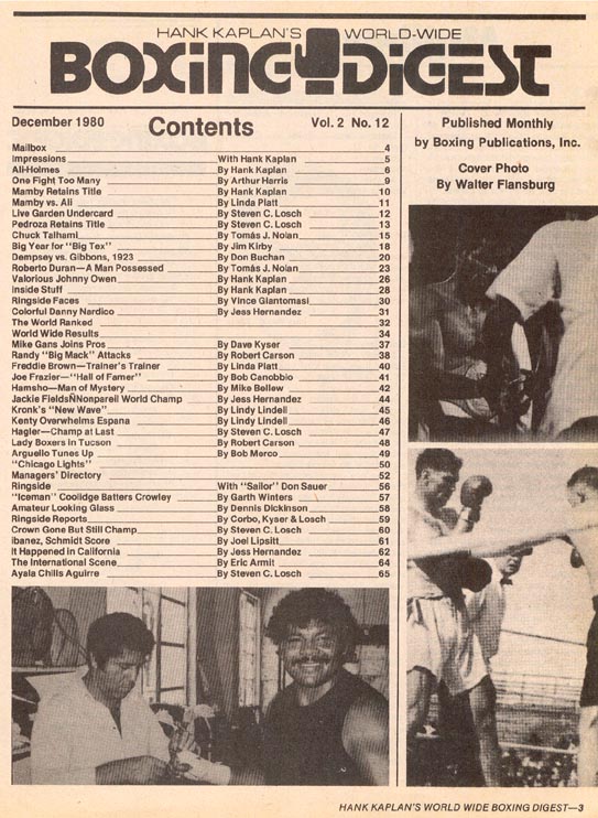 Hank Kaplan's Boxing Digest: December 1980 - BoxRec