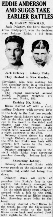 Jack Delaney vs. Johnny Risko (1st meeting) - BoxRec