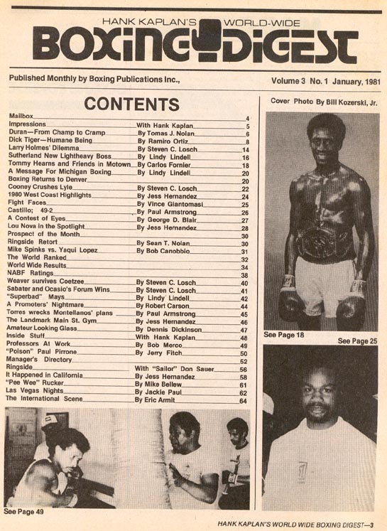 Hank Kaplan's Boxing Digest: January 1981 - BoxRec