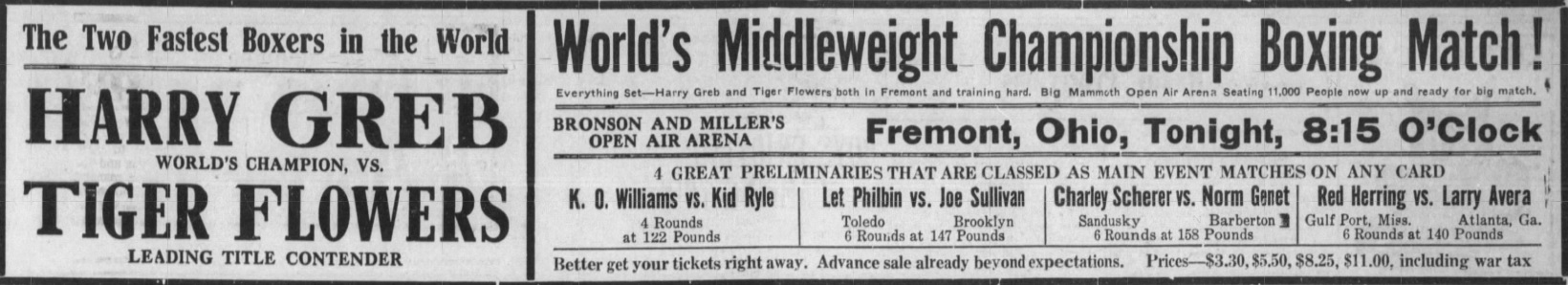 Harry Greb vs. Tiger Flowers (1st meeting) - BoxRec