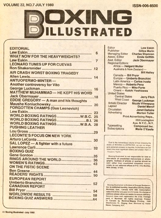 Boxing Illustrated: July 1980 - BoxRec