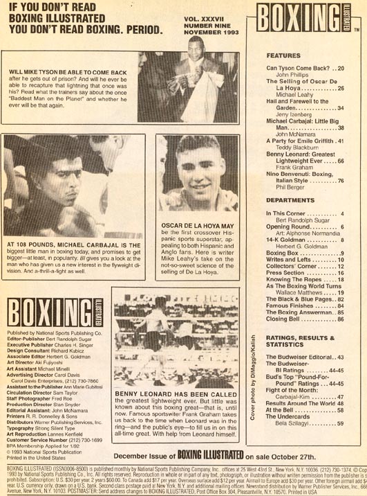Boxing Illustrated: November 1993 - BoxRec