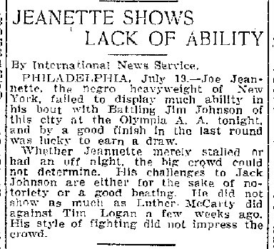 Joe Jeannette vs. Battling Jim Johnson (1st meeting) - BoxRec