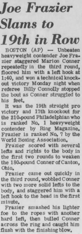 Joe Frazier vs. Marion Conner - BoxRec
