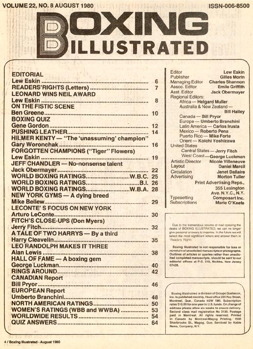 Boxing Illustrated: August 1980 - BoxRec
