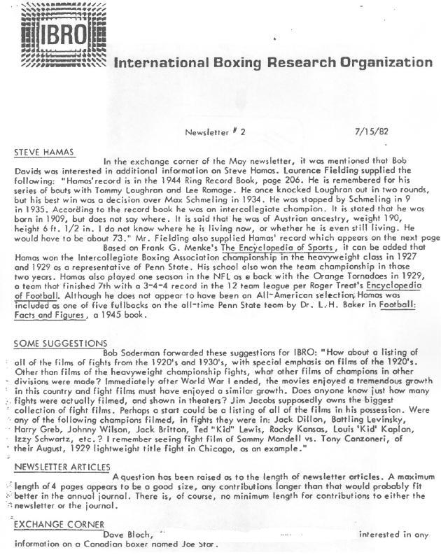 IBRO Newsletter No. 1 - BoxRec