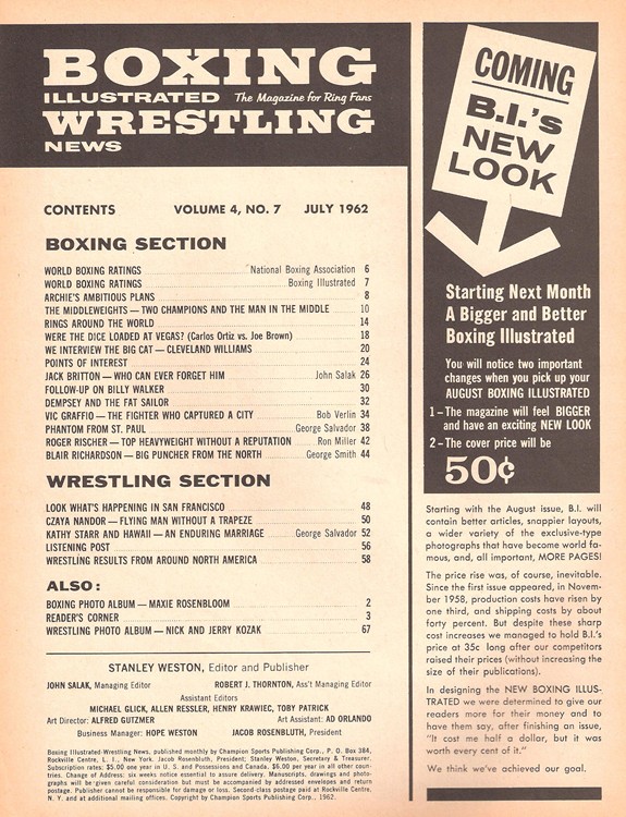 Boxing Illustrated: July 1962 - BoxRec