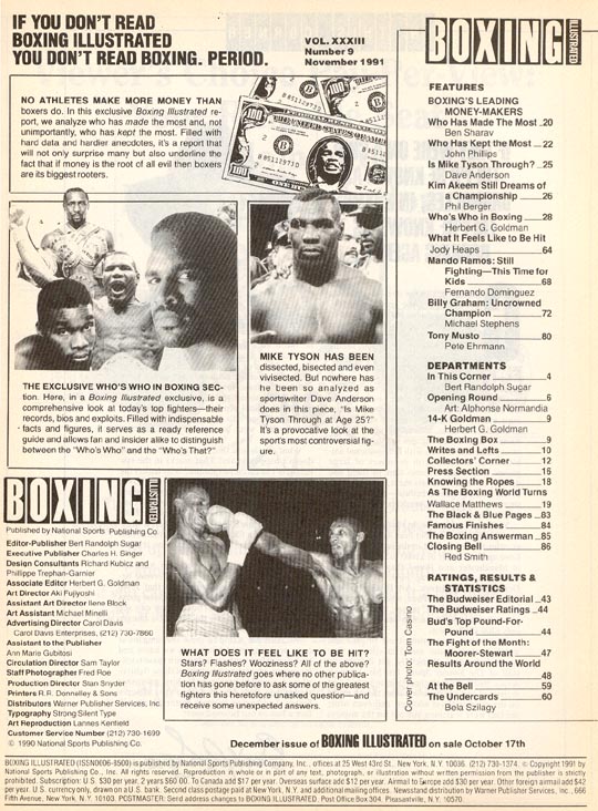 Boxing Illustrated: November 1991 - BoxRec