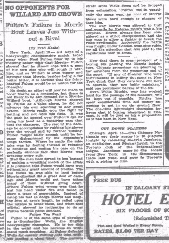 Carl Morris vs. Fred Fulton - BoxRec