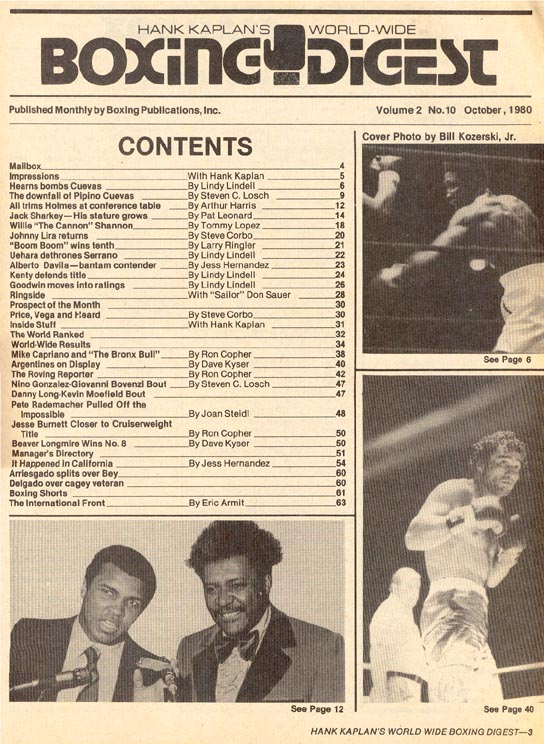 Hank Kaplan's Boxing Digest: October 1980 - BoxRec