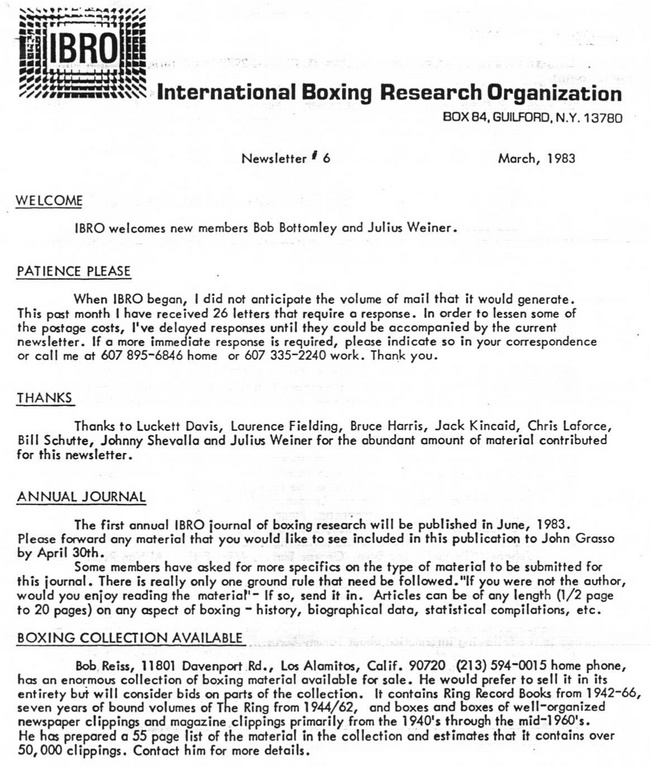 IBRO Journal Issue No. 6 - BoxRec